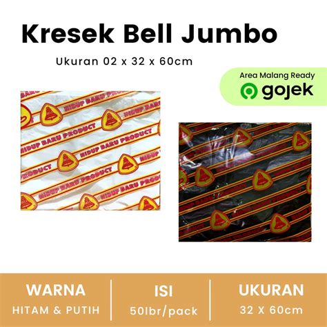 Jual Kantong Kresek Plastik Jumbo BELL 35 Cm Besar Hitam Putih TERMURAH