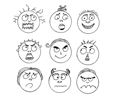 Premium Vector A Set Of Emoticons Different Emotions Mood
