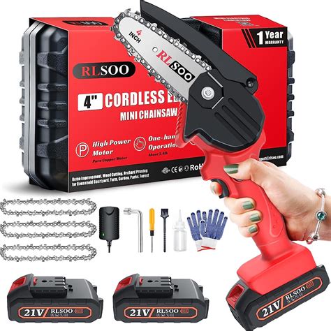 RLSOO Mini motosierra inalámbrica mejorada de 4 pulgadas motosierra