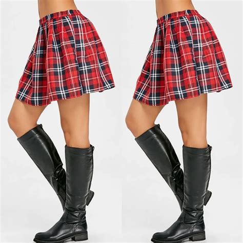 New Women Chic Harajuku Preppy Plaid Skirts High Waist Korean
