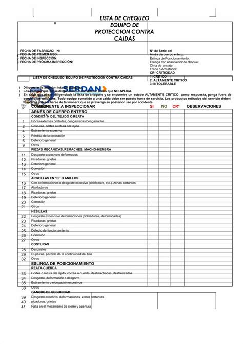 PDF Lista De Chequeo Sistema De Proteccion Conta Caidas DOKUMEN TIPS