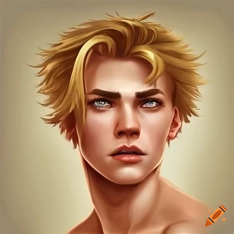 Detailed Illustration Of A Man With Blonde Hair And Intense Eyes On Craiyon