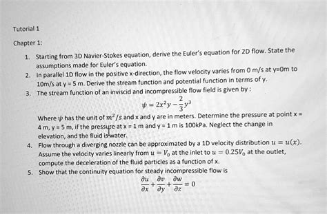 Solved Chapter Starting From The D Navier Stokes Equation