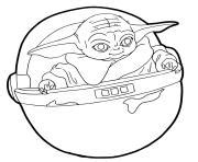 Coloriage Baby Yoda Dans Un Vaisseau Spatial Dessin Bebe Yoda à imprimer