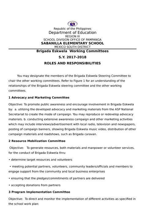 Acr Brigada Eskwela Republic Of The Philippines Department Of The