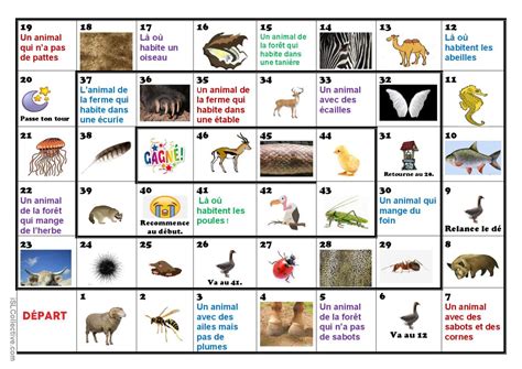 Jeu de l oie des animaux Français FLE fiches pedagogiques pdf doc