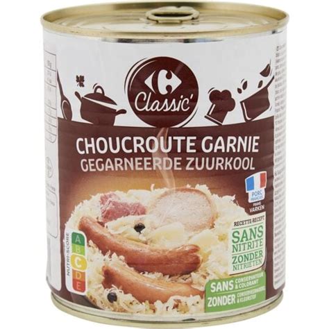 Plat cuisiné choucroute garnie CARREFOUR CLASSIC la boite de 800g à