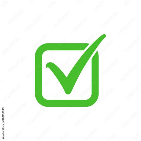 Tick Symbol In Green Square Checkmark In Checkbox Vector Icon Yes