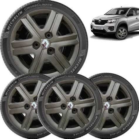 4x Calota Renault Kwid Zen 2020 Aro 14 Grafite Emb Relevo