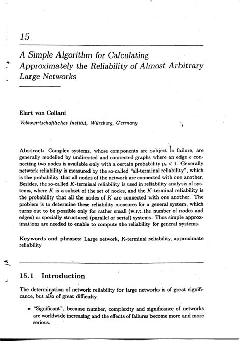 pdf a simple algorithm for calculating approximately the reliability of almost arbitrary large