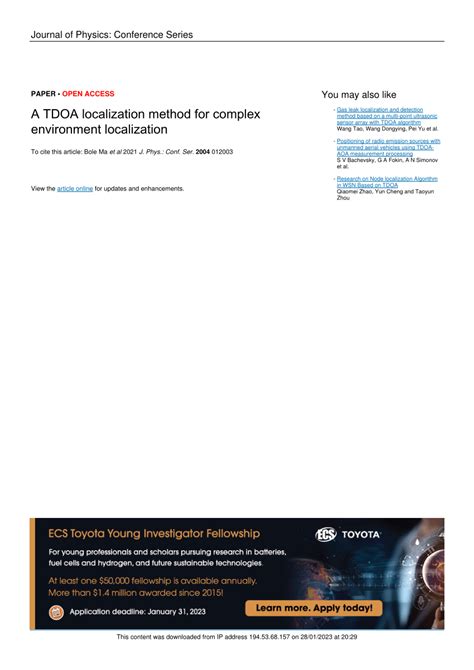 pdf a tdoa localization method for complex environment localization