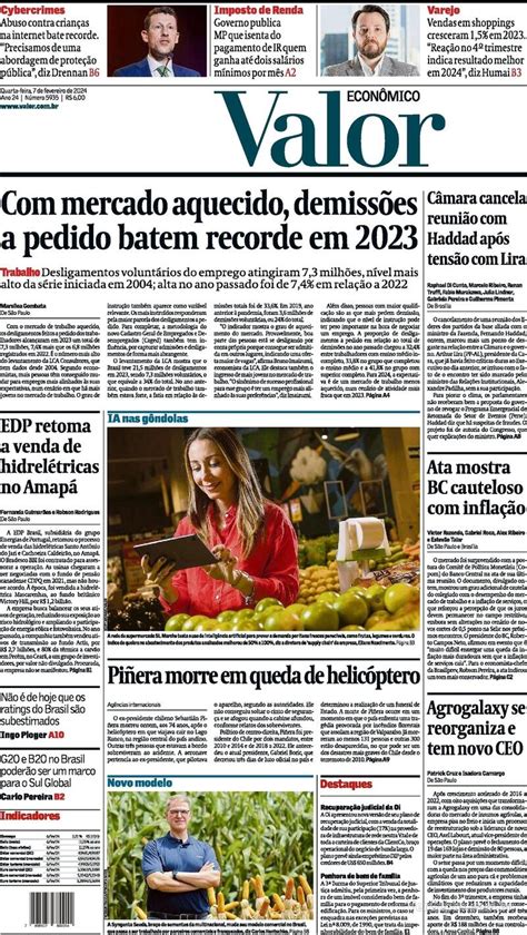 Capa Valor Econômico Edição Quinta 8 de Fevereiro de 2024