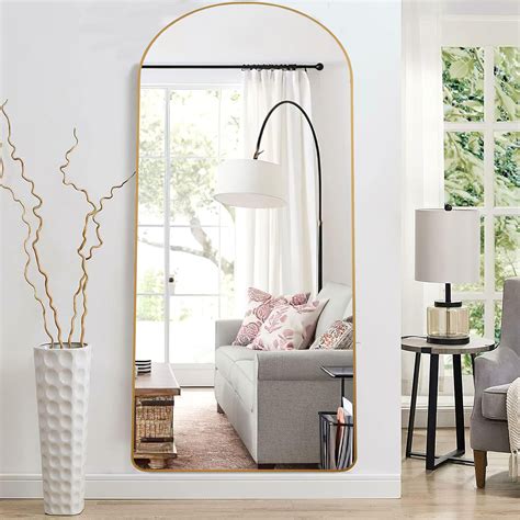 Ebern Designs Miroir pleine grandeur miroir de plancher arqué avec