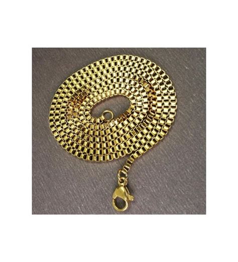 Erkek Gold Ottoman Kübik Çelik Kolye Zincir