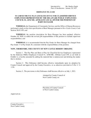 Fillable Online Ordinance No To Amend The Pay Plan Fax