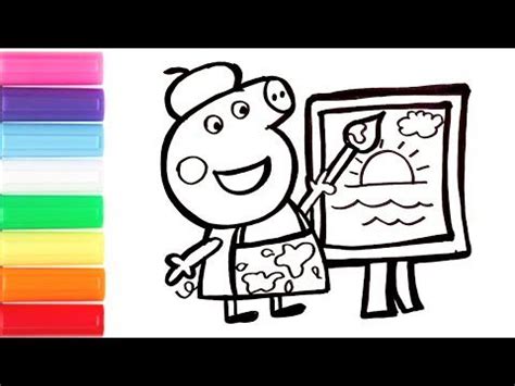 Dibuja y Colorea A Peppa Pig Haciendo Un Cuadro Dibujos Para Niños