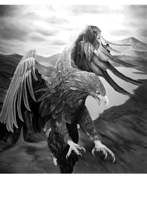 An Eagle Flying Through The Air With Its Wings Spread Out And It S