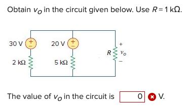 Solved Obtain Vo In The Circuit Given Below Use R K Chegg
