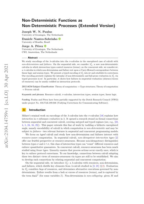 pdf non deterministic functions as non deterministic processes extended version