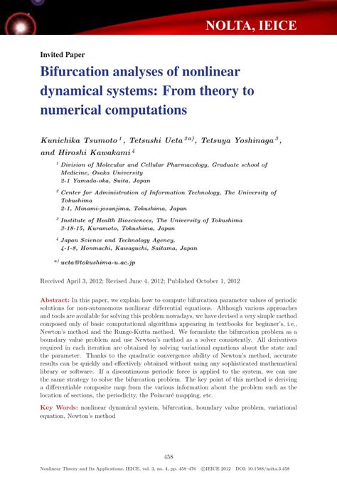 pdf bifurcation analyses of nonlinear dynamical systems from theory to numerical computations