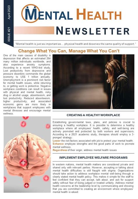 Mental Health Newsletter Templates Prntbl Concejomunicipaldechinu Gov Co