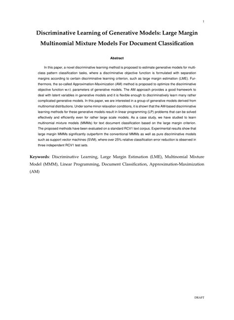 pdf discriminative learning of generative models large margin multinomial mixture models for