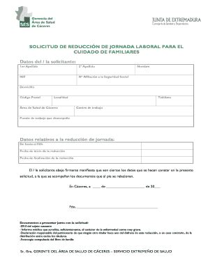 Completable En línea areasaludcaceres Solicitudes de reducci n de