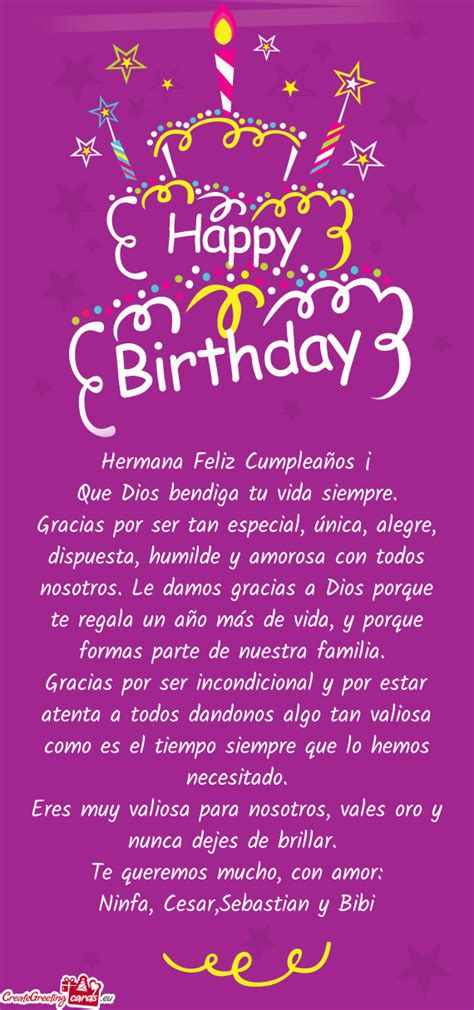 Hermana Feliz Cumpleaños Free cards