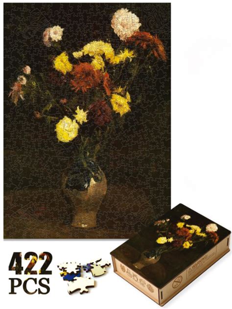 Puzzle en bois adulte Panier d œillets et de zinnias Essence du Bois