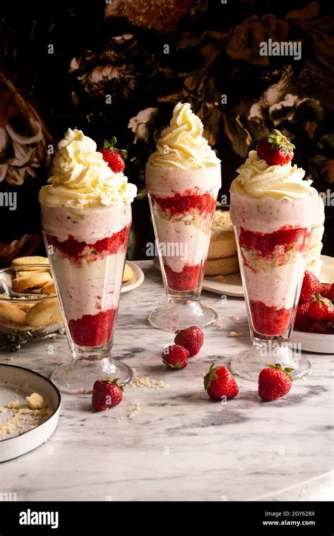 Strawberry Shortcake Ice Cream Sundae Stock Photo Alamy