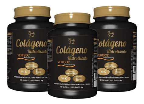 3x Colágeno Verisol Acido Hialurônico 120caps Beauty Labs Mercado