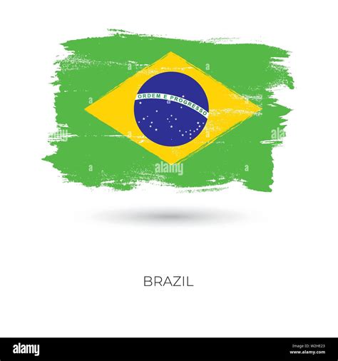 Brasil Coloridos Trazos De Pincel Pintado Icono De Bandera Nacional Del