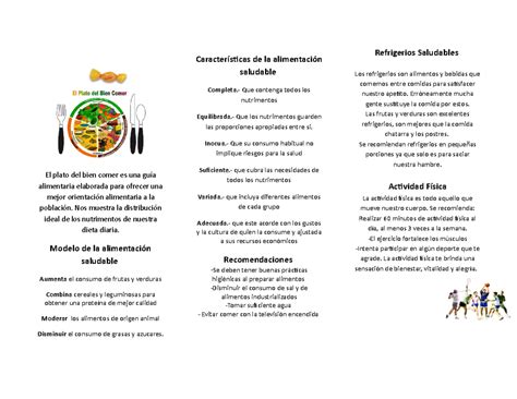 Triptico De Alimentacion Saludable El Plato Del Bien Comer Es Una