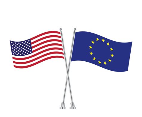 EU And USA Flags European Union And American National Symbols Vector
