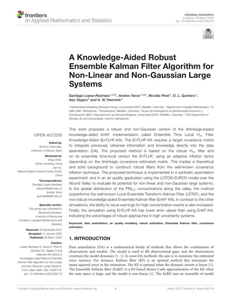 pdf a knowledge aided robust ensemble kalman filter algorithm for non linear and non gaussian