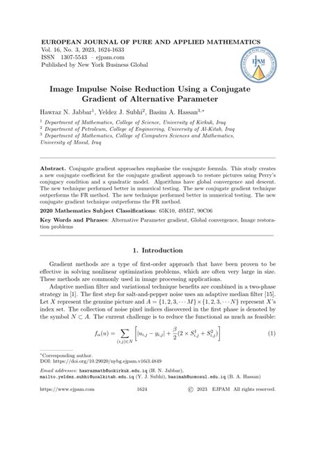 pdf image impulse noise reduction using a conjugate gradient of alternative parameter