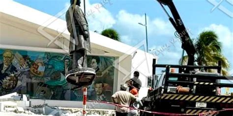 Diputados remueven estatua de Don Andrés Quintana Roo para construir