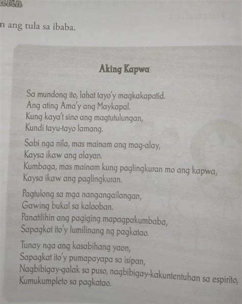 Sumasang Ayon Ka Ba Sa Mensahe Ng Tula Bakit O Bakit Hindi Ano Ang Nais