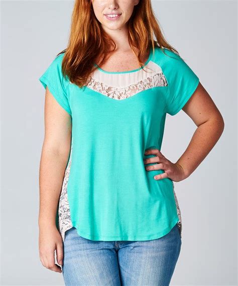Look At This Tua Plus Mint Sweetheart Lace Scoop Neck Top Plus On