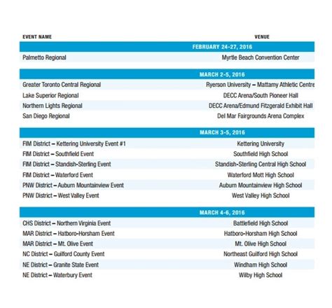 5 Event Schedule Template Samples Template Business PSD Excel Word