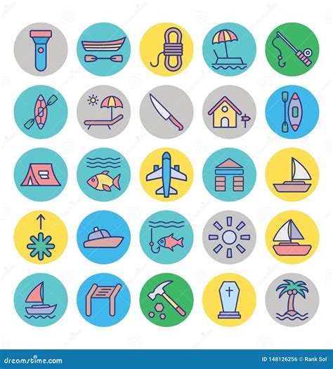 La Excursi N Y El Viaje Aislaron El Sistema De Los Iconos Del Vector