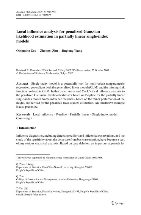 pdf local influence analysis for penalized gaussian likelihood estimation in partially linear
