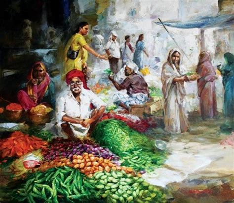 Village Market Drawing Watercolor Village Market Scenery Drawing