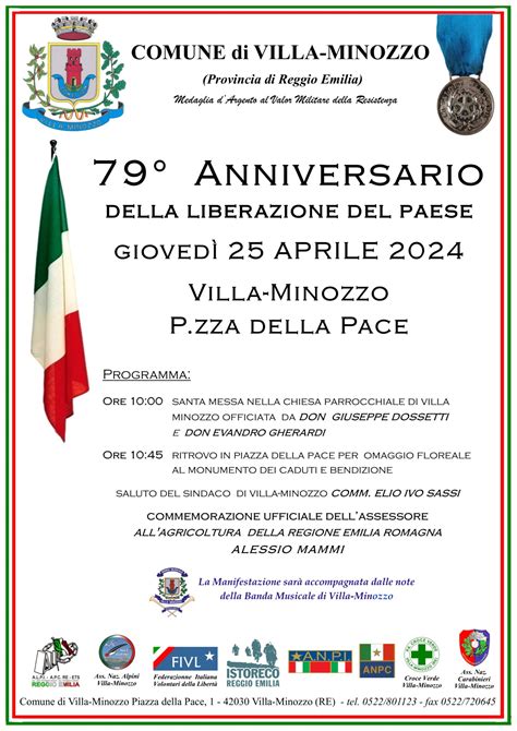79 Anniversario della Liberazione del Paese Giovedì 25 Aprile 2024