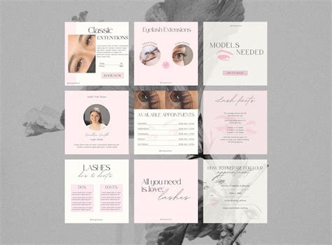 130 Pink Lash Tech Instagram Post Templates Lash Artist Etsy