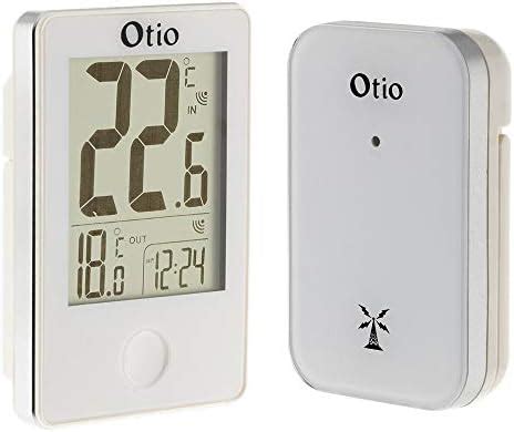Thermomètre intérieur extérieur sans fil blanc écran LCD Otio