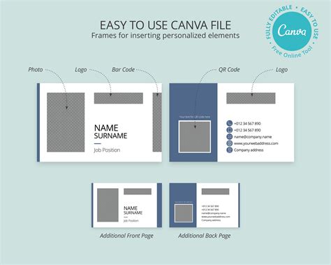 Editable Photo ID Card Template Printable ID Badge Canva Etsy Israel