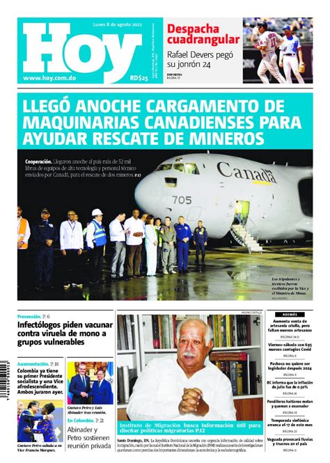 Edición impresa lunes 08 de agosto de 2022