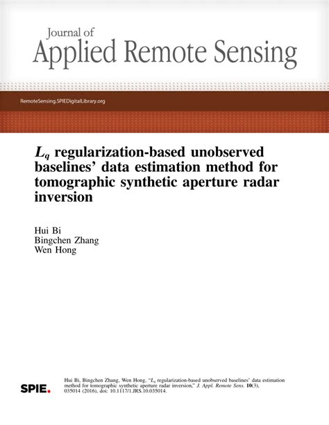 pdf l q regularization based unobserved baselines data estimation method for tomographic
