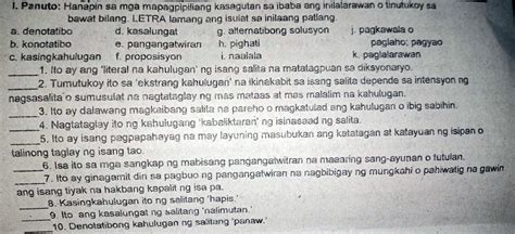 L Panuto Hanapin Sa Mga Mapagpipiliang Kasagutan Sa Ibaba Ang